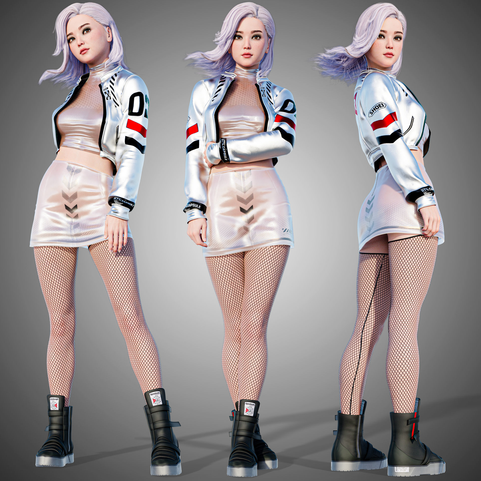 3d Model Cyberpunk Female Girl Character Yumi Vr Ar Low Poly Cgtrader