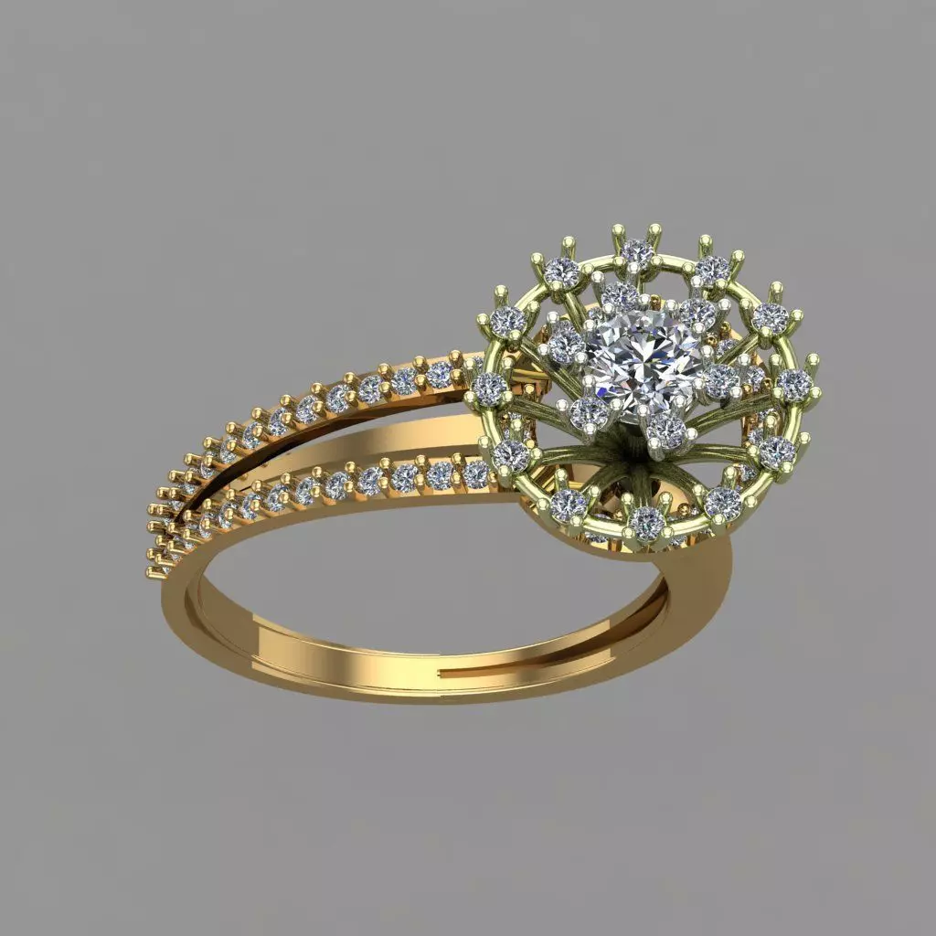 Triple Story Diamond Gold 3D Ring Print Model 3D model 3D printable ...