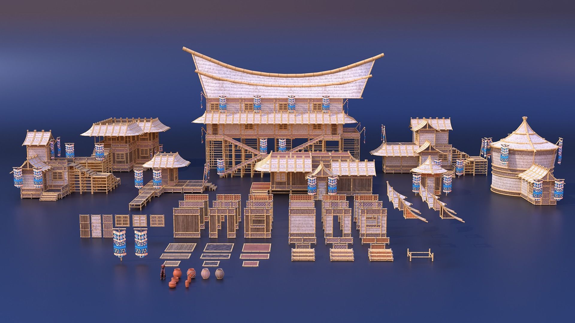 3D model Tribe Modular Asset Pack VR / AR / low-poly | CGTrader