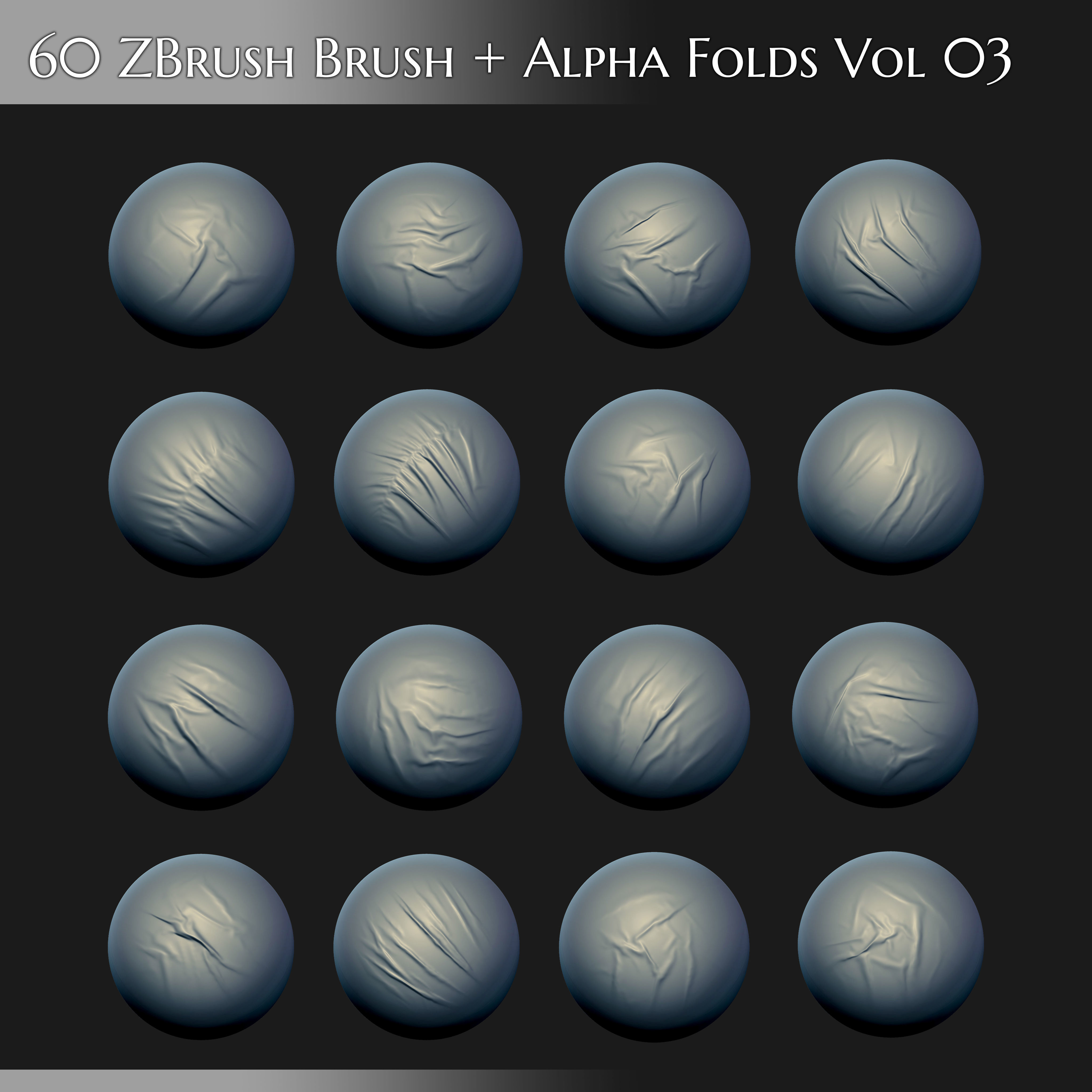 60 ZBrush Brush And Alpha Folds Vol 03 3D model | CGTrader