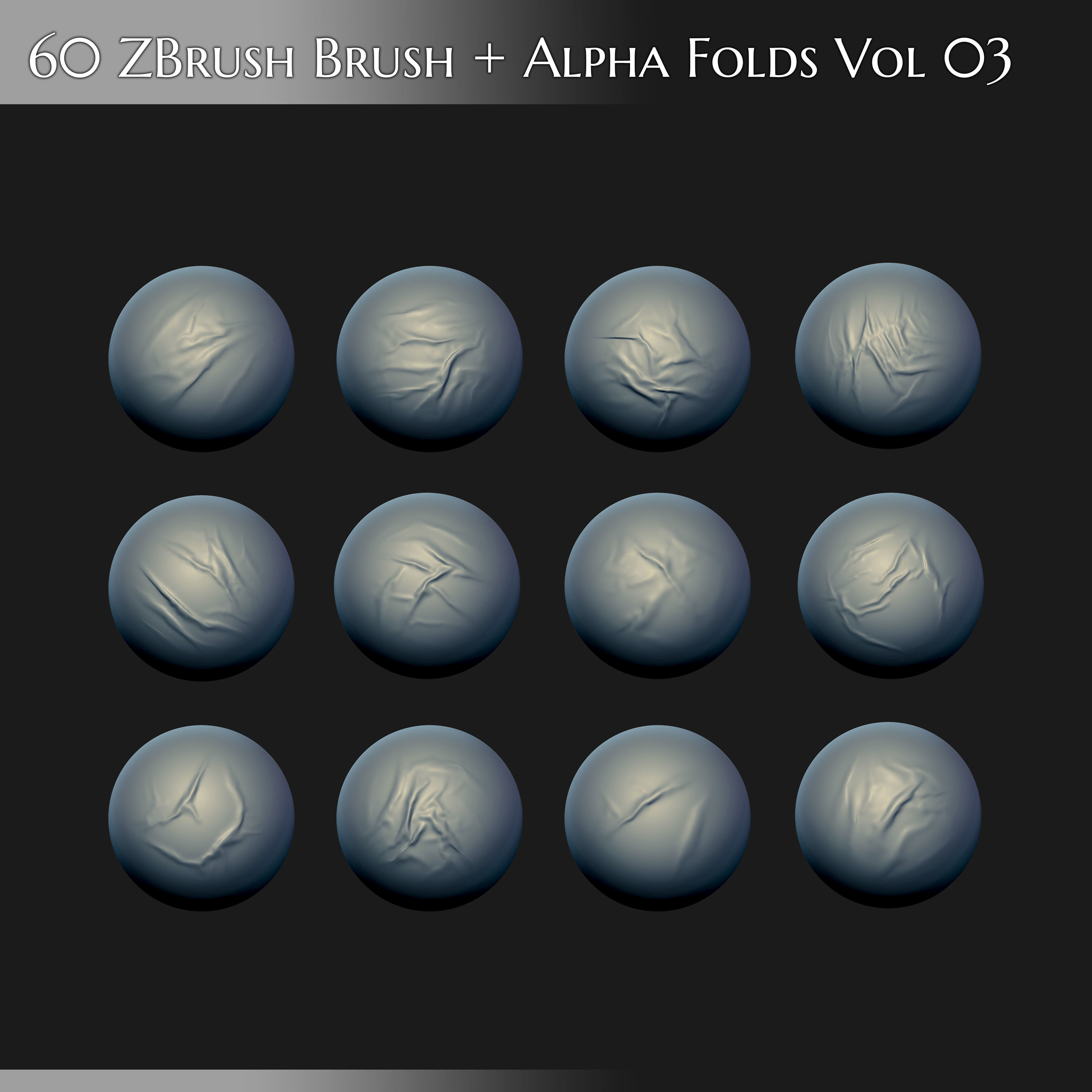 60 ZBrush Brush And Alpha Folds Vol 03 3D model | CGTrader