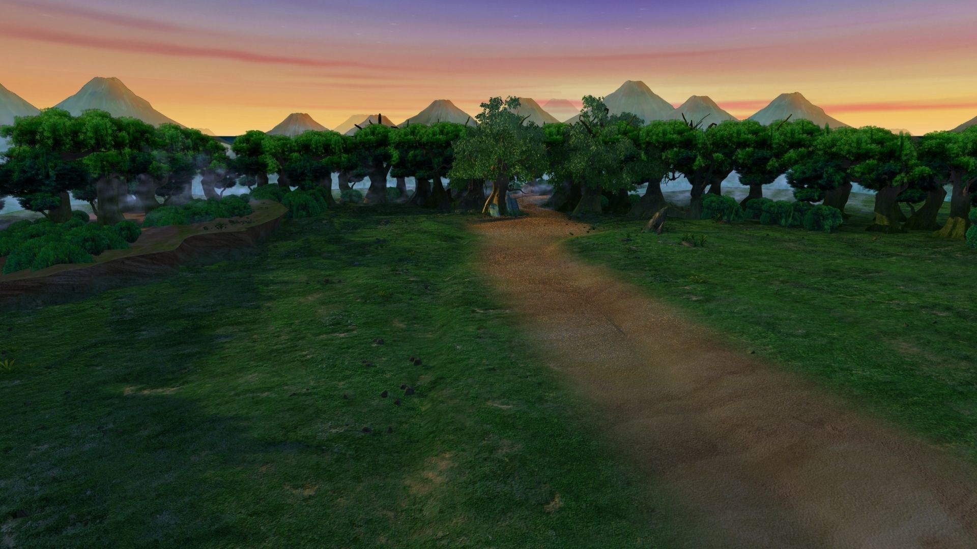 forest path tree park village 3D model | CGTrader