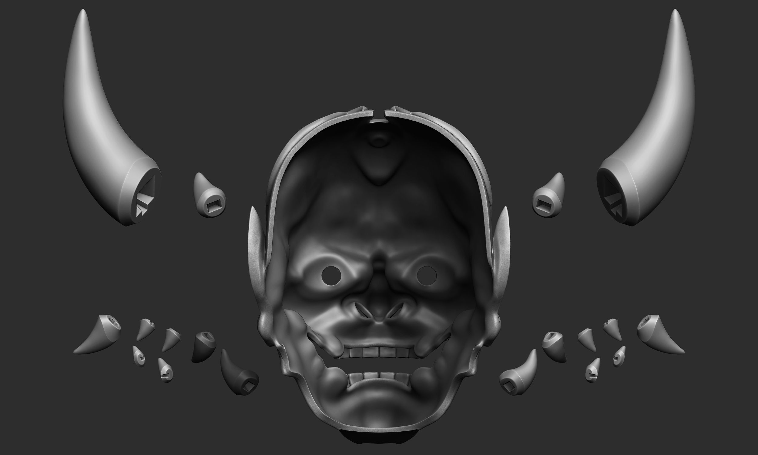 Japanese Oni Demon Mask Hannya 3D model 3D printable | CGTrader