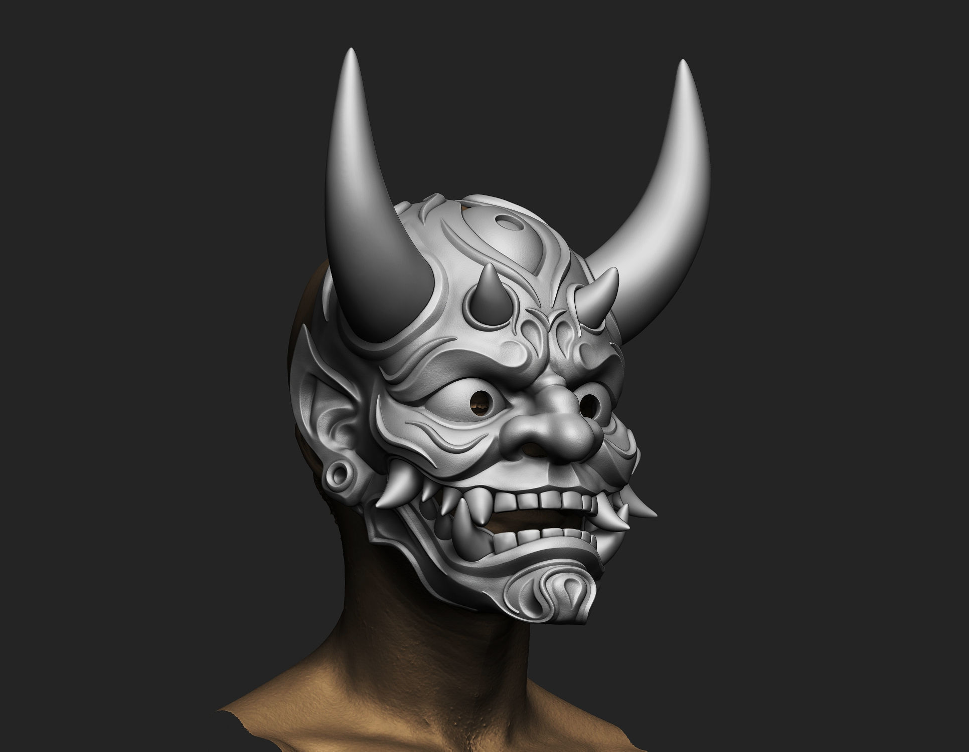 Japanese Oni Demon Mask Hannya 3D model 3D printable | CGTrader