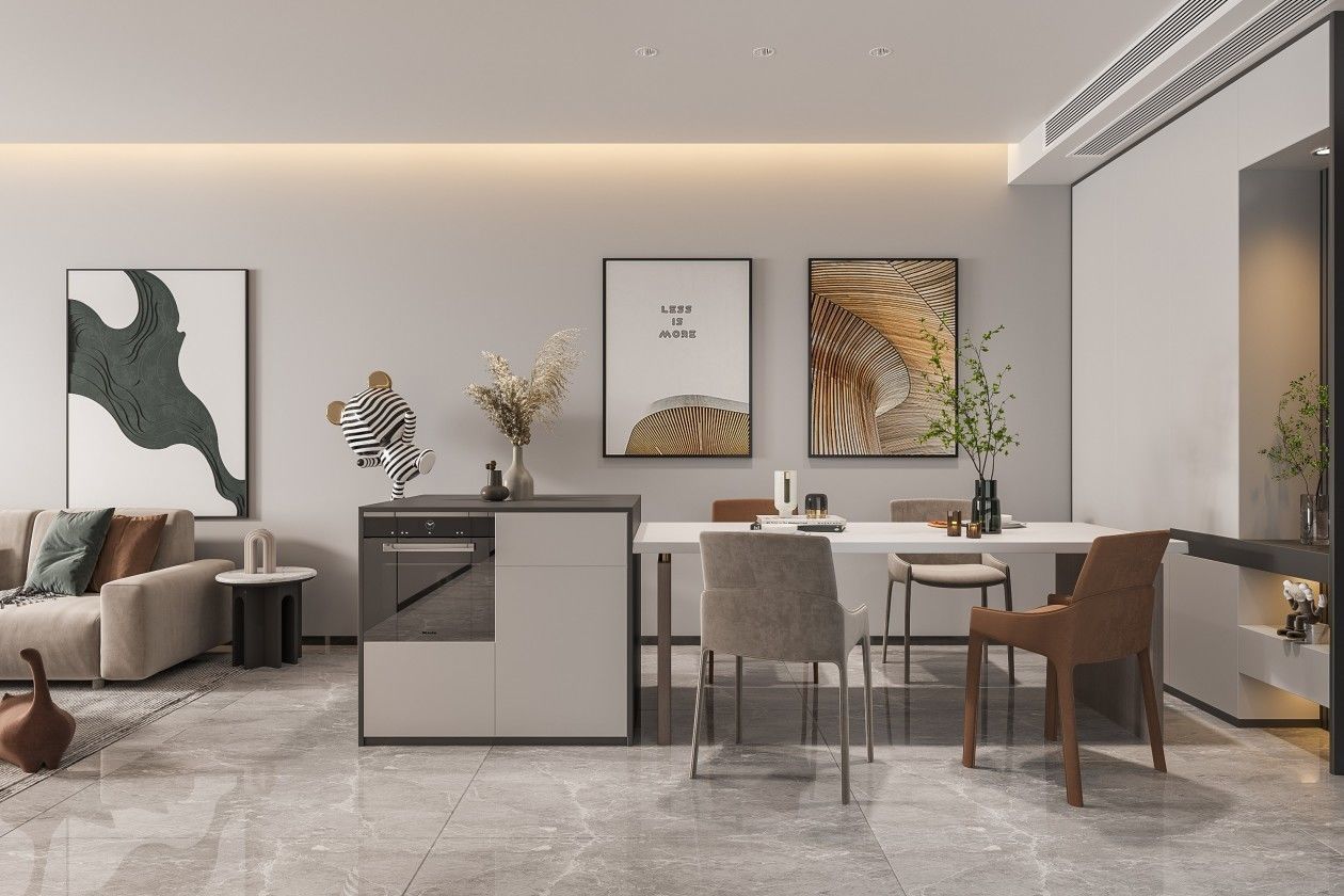Modern style living room CR rendering interior design model 3D model ...