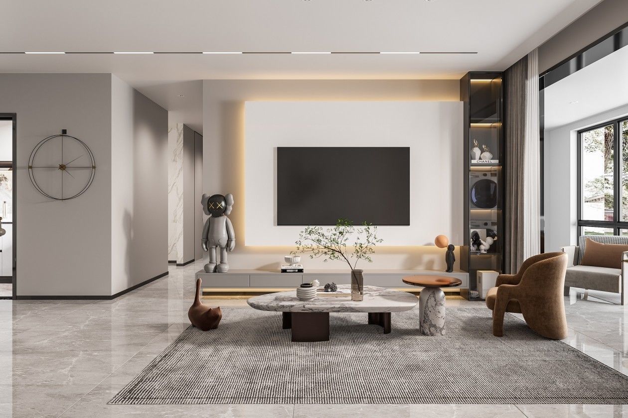 Modern style living room CR rendering interior design model 3D model ...
