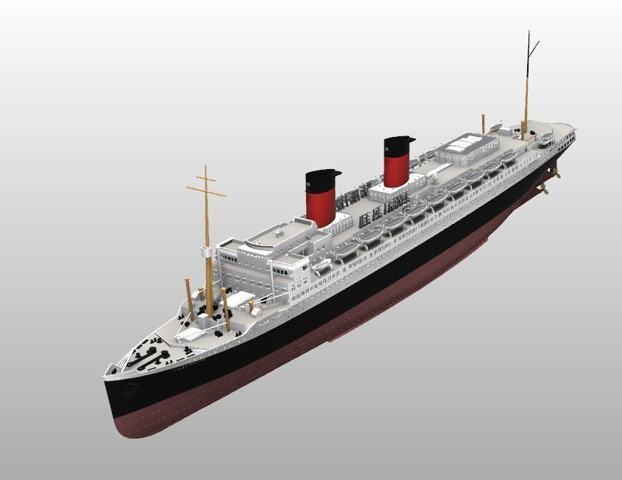 SS ILE DE FRANCE post war ocean liner print ready 1-600 version 3D ...