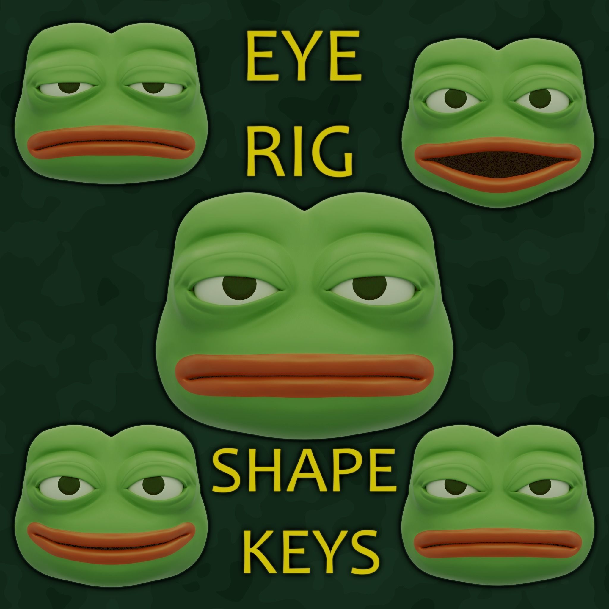3D model Pepe the Frog Eye Rig and 5 Shape Keys Expressions Bundle VR ...