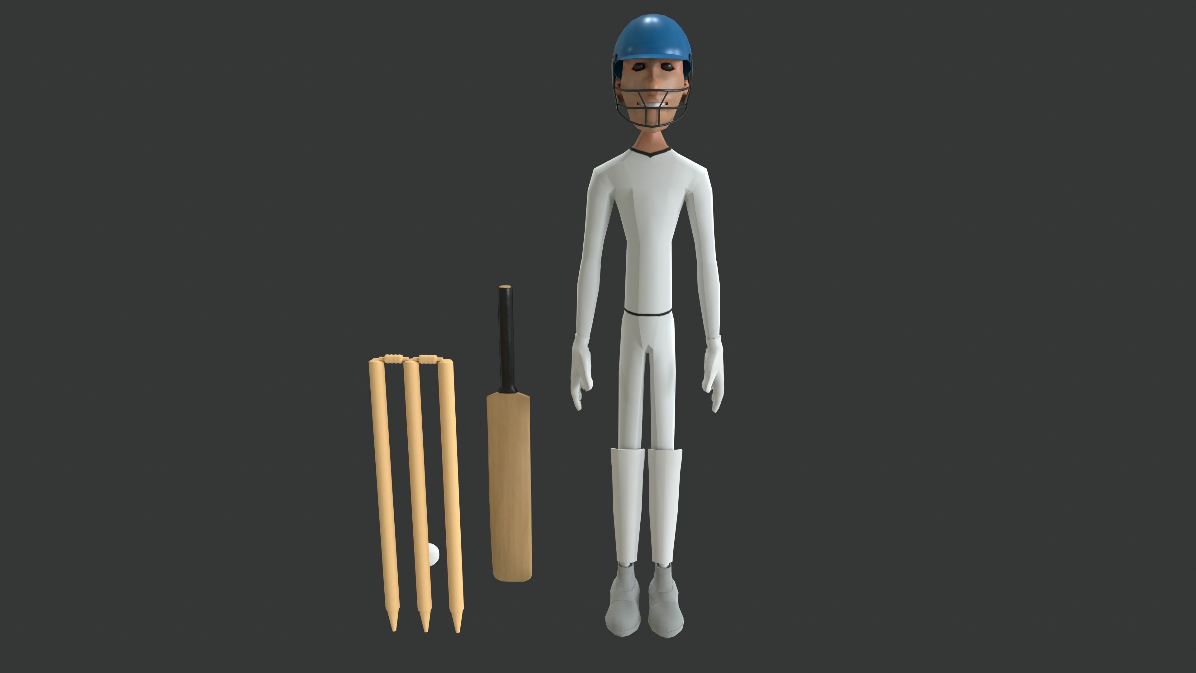 3D model Batsman with cricket kits VR / AR / low-poly | CGTrader