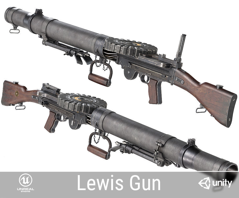 3D model PBR British Lewis Machine Gun VR / AR / low-poly | CGTrader