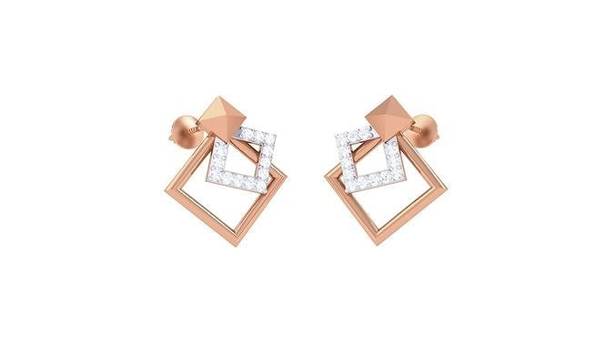 Square Women studs Earrings 3dm stl 3mf obj glb gltf mtl render 3D ...