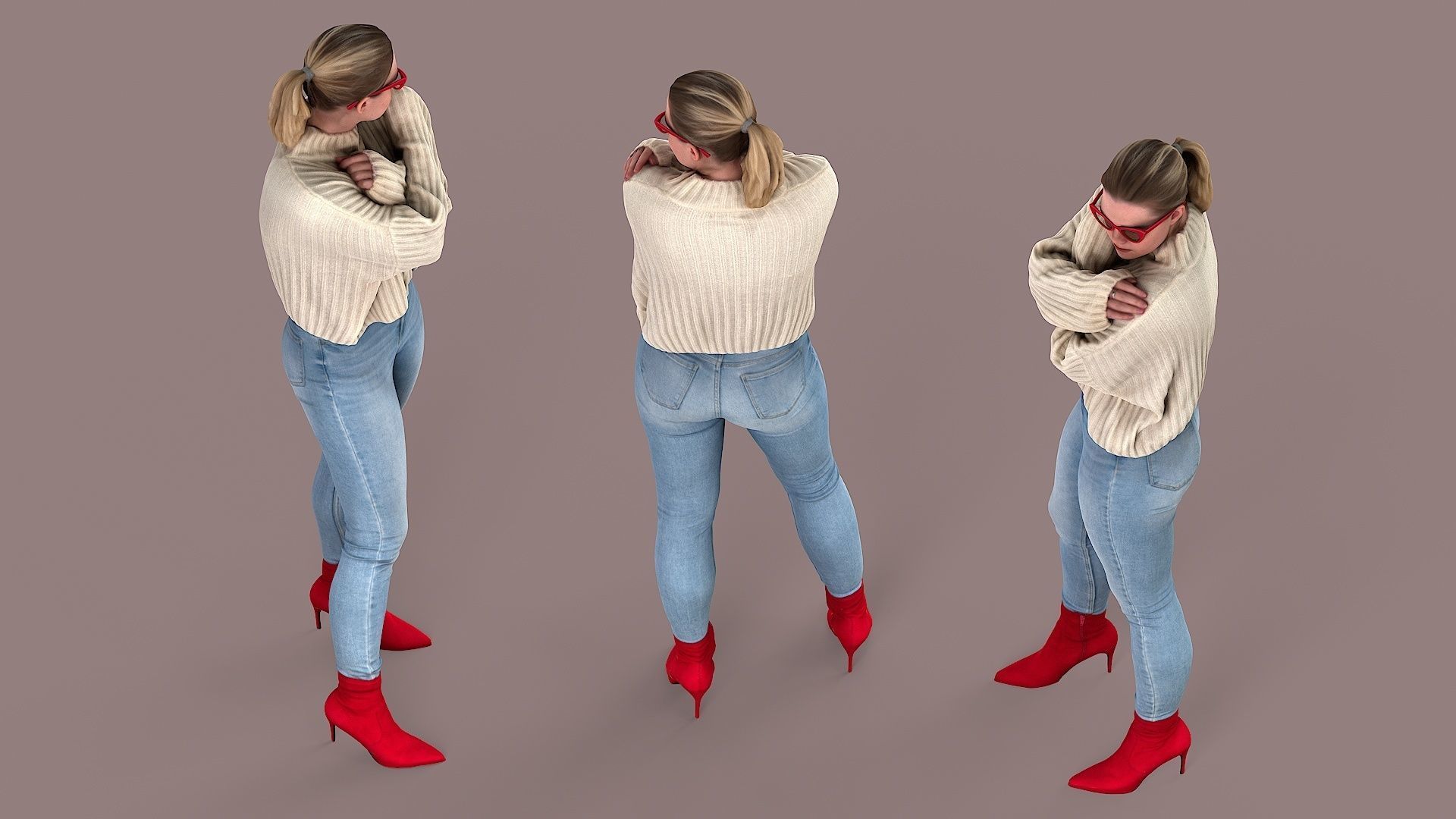 Chilly Days Vibrant Chic Standing Girl 3D model | CGTrader