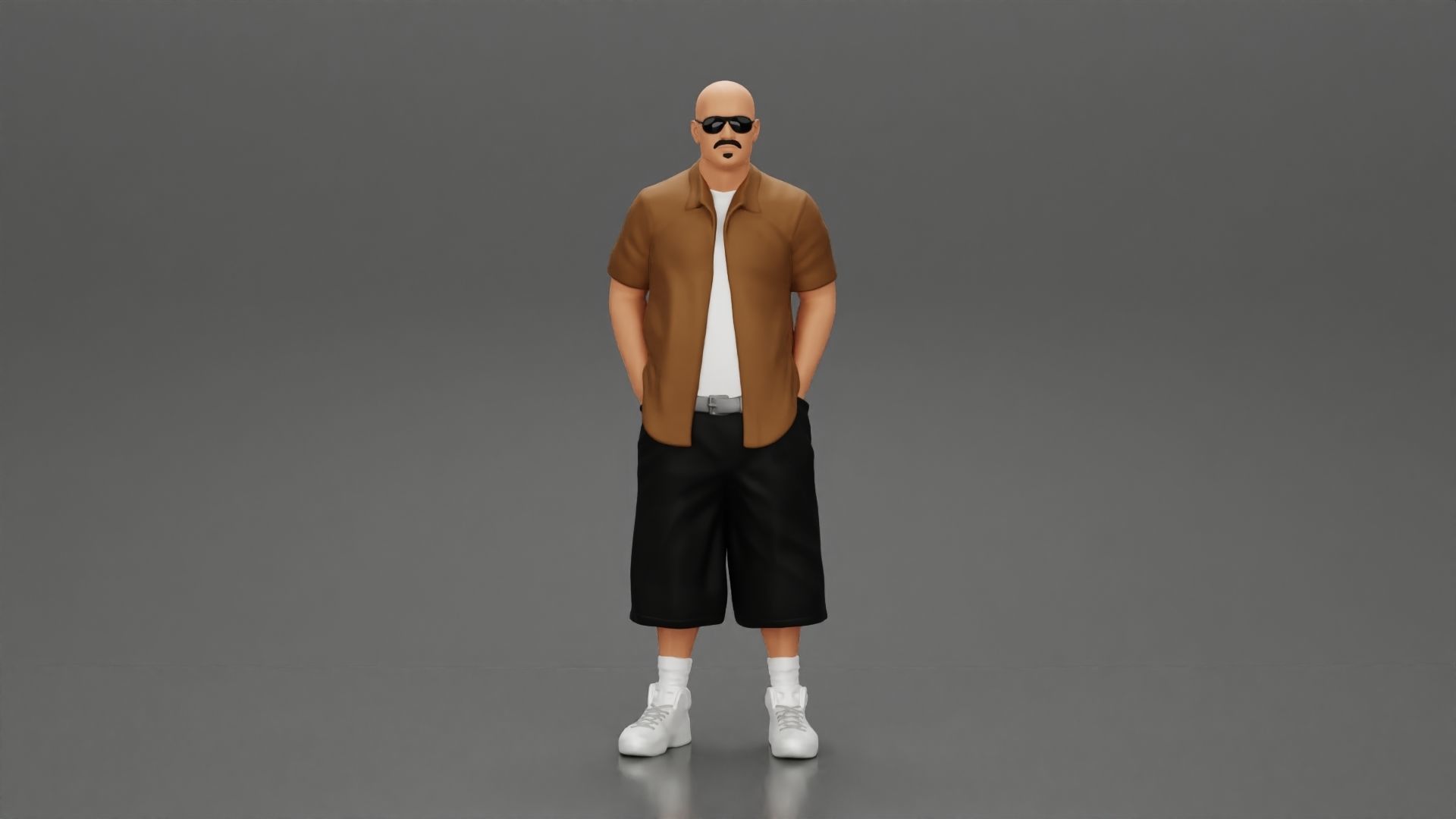 gangster homies standing in short and open shirt with sunglasses 3D ...