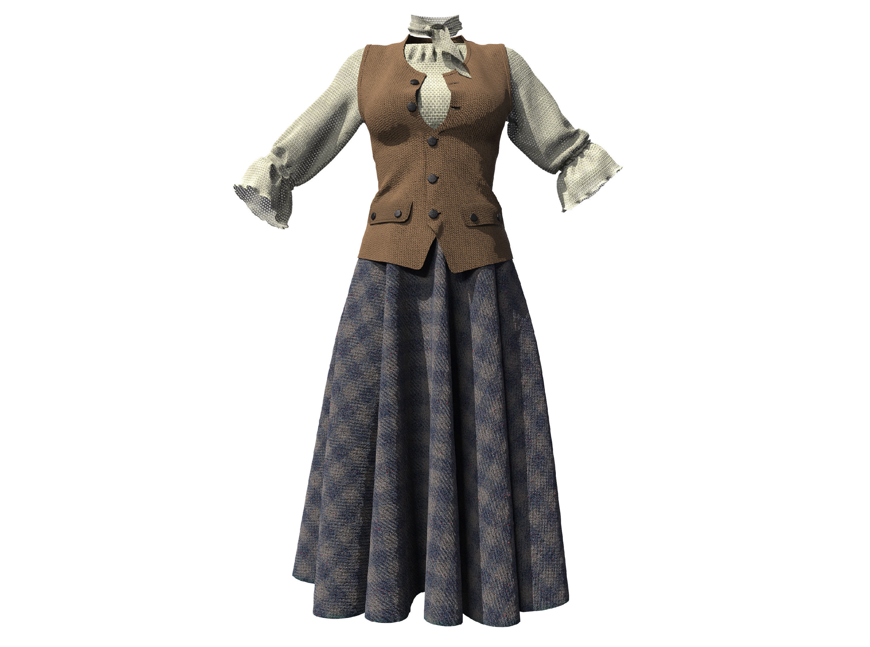 Medieval renaissance female clothes free 3D model | CGTrader