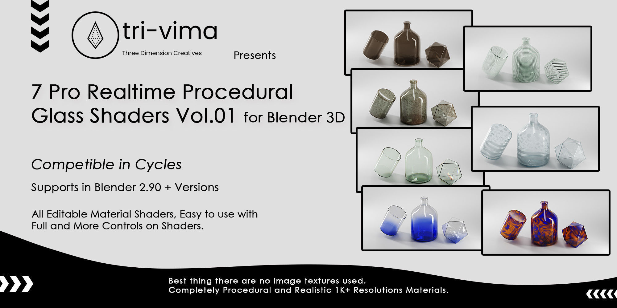 7 Pro Glass Procedural Shaders Vol01 in Blender 3D model | CGTrader