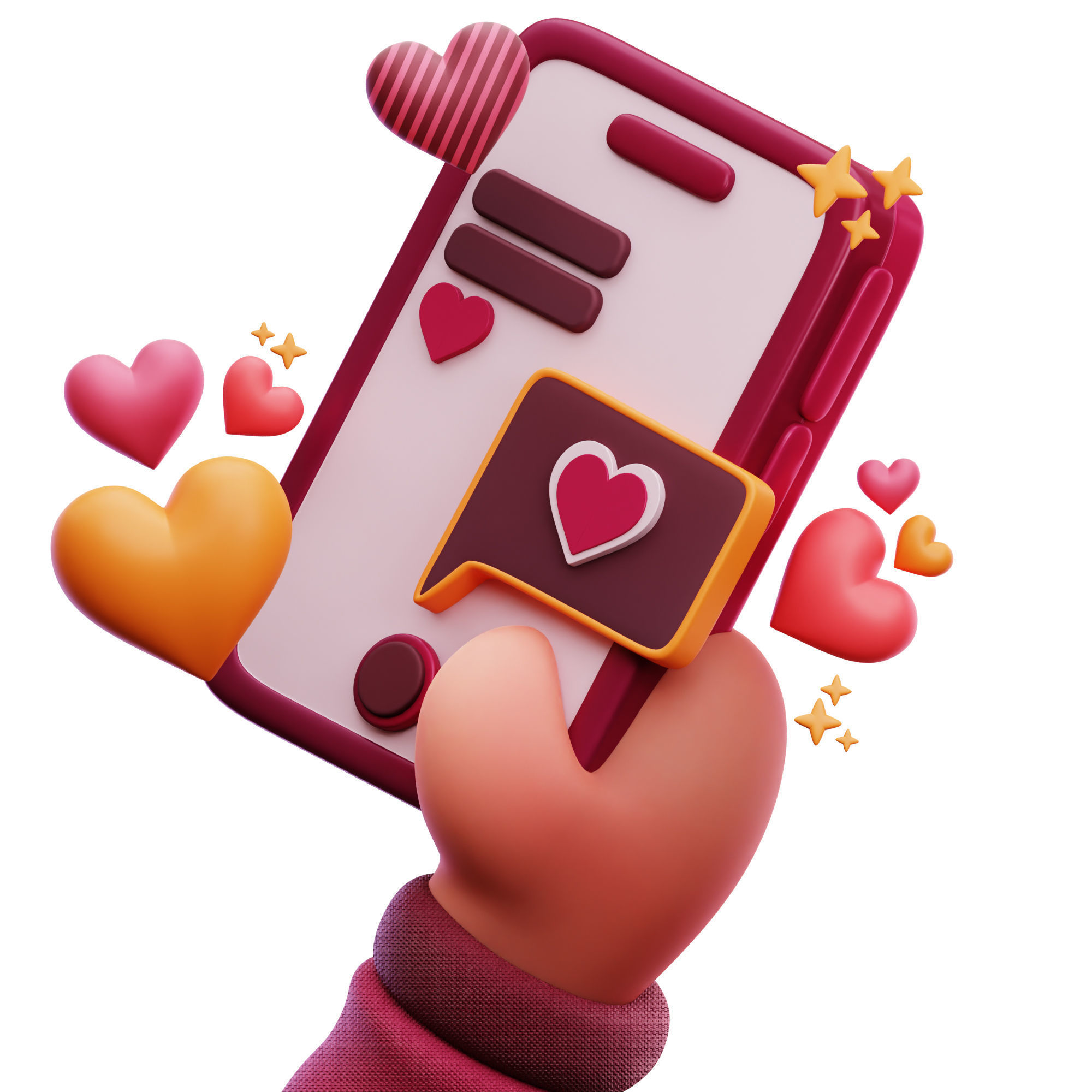 3D model Love Phone Message 3D Icon VR / AR / low-poly | CGTrader