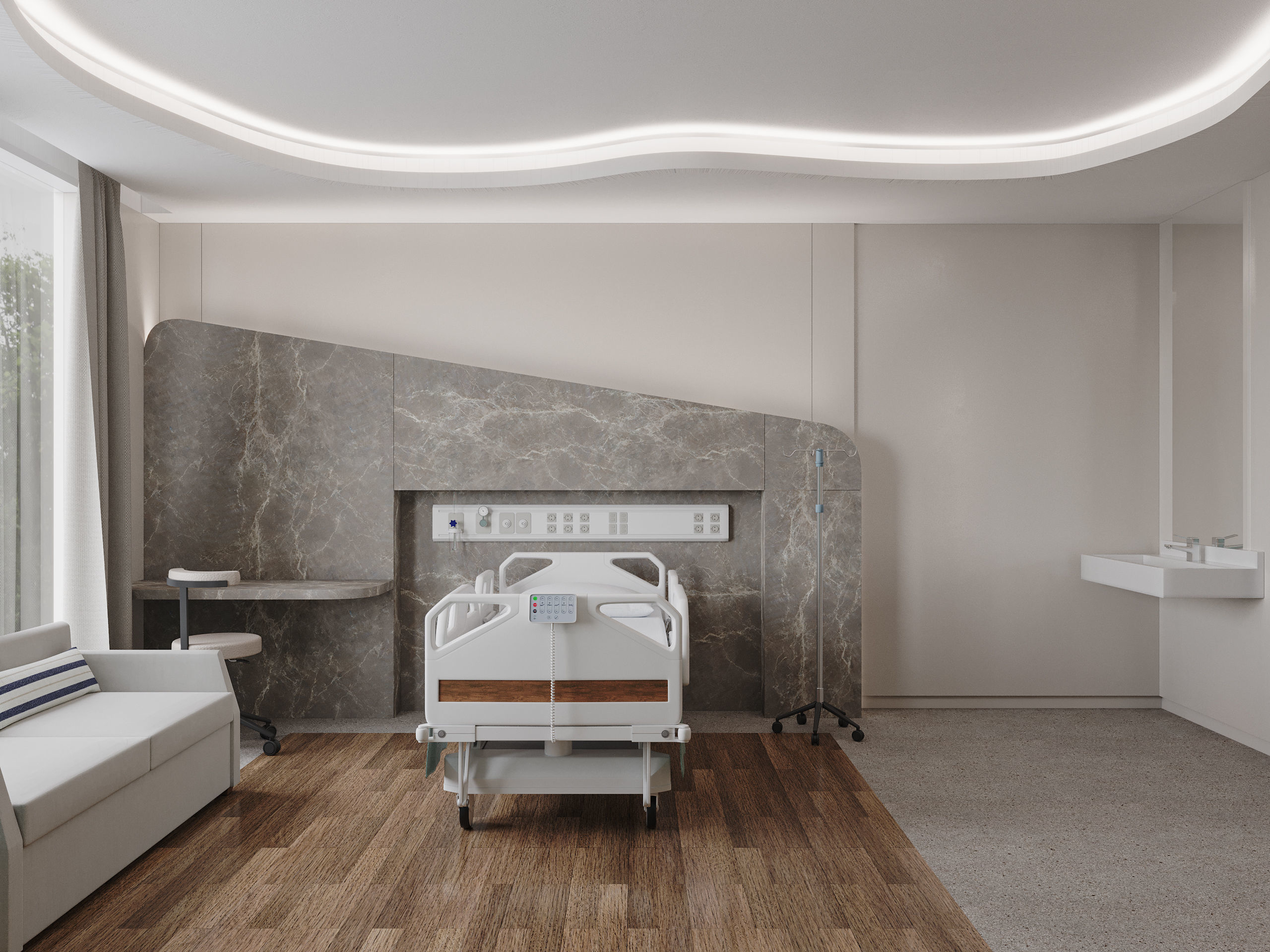 3D model 3D Hospital Patient Room VR / AR / low-poly | CGTrader