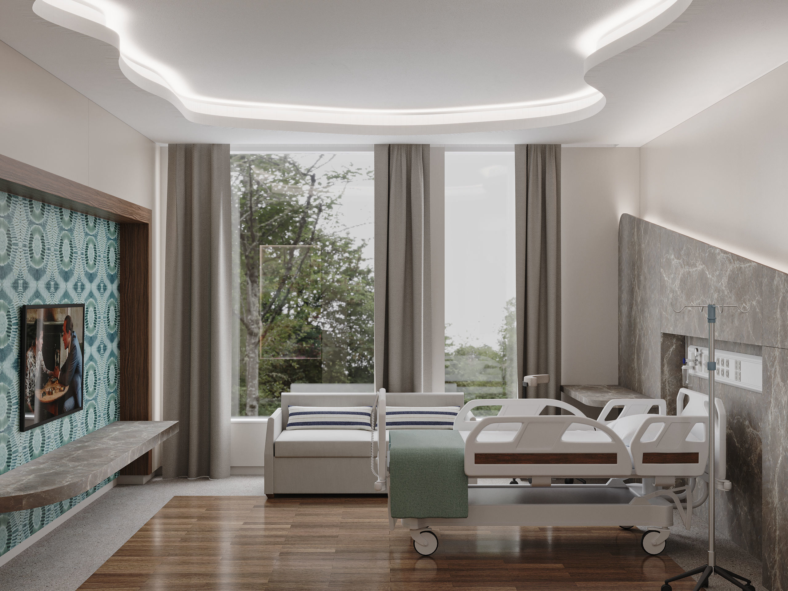 3D model 3D Hospital Patient Room VR / AR / low-poly | CGTrader