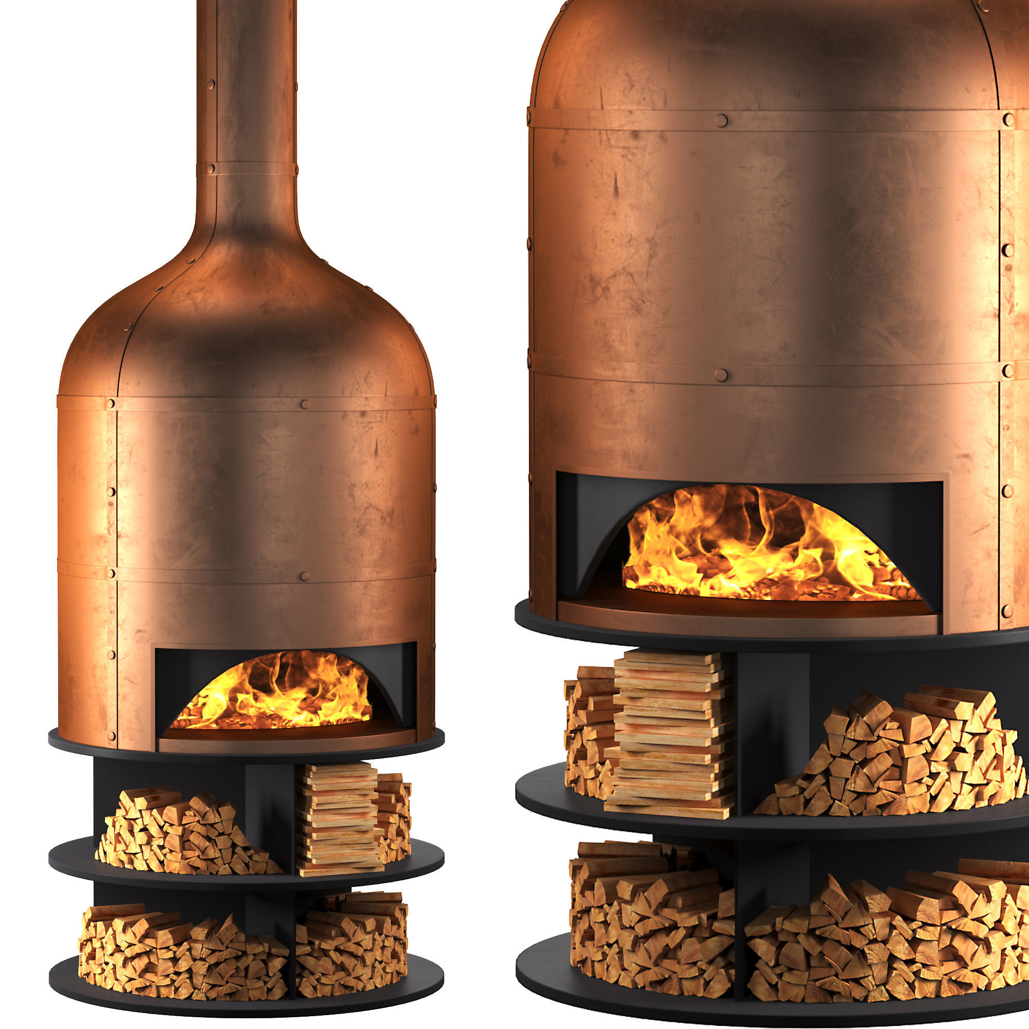 Copper oven fireplace for pizza and barbecue 3D model | CGTrader