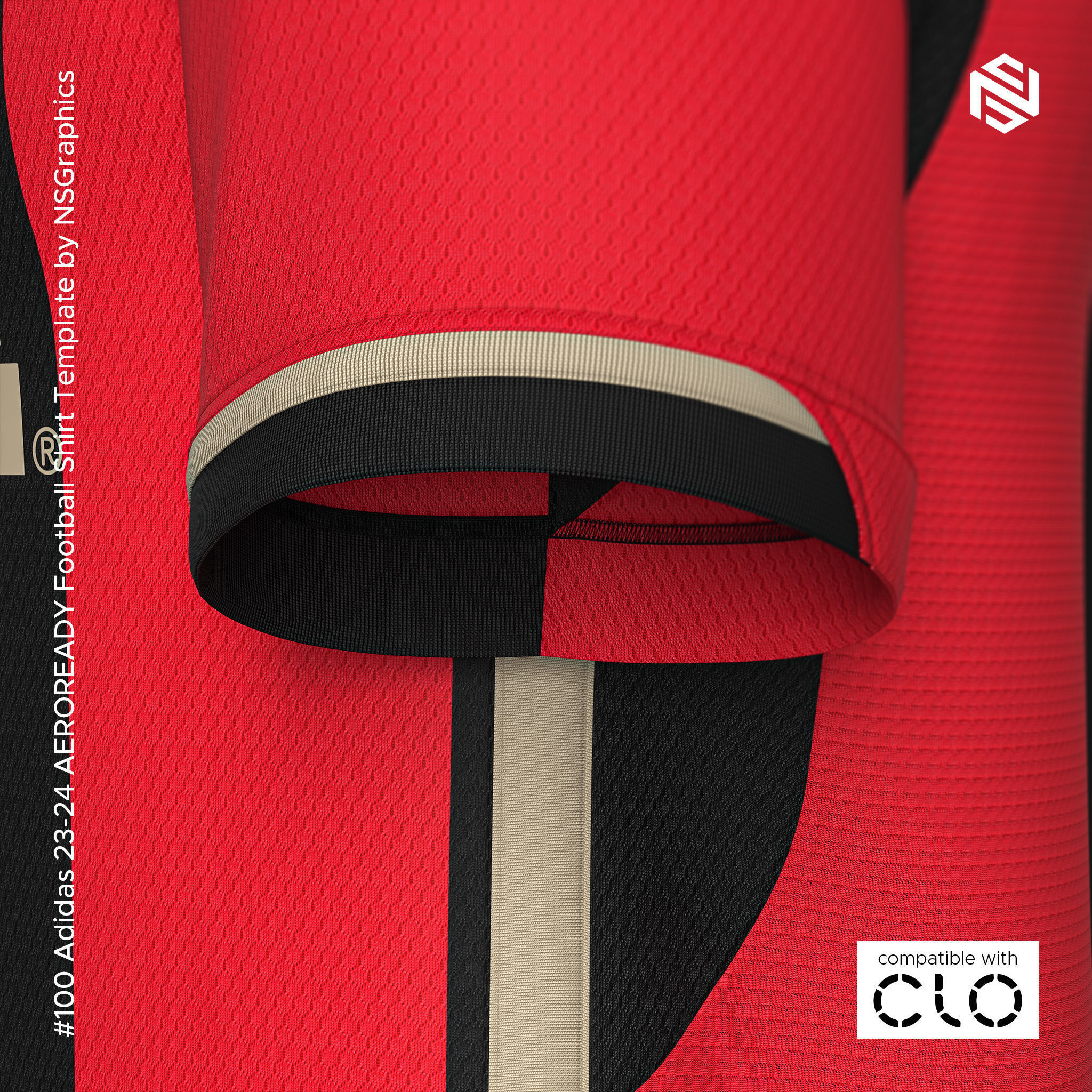 Adidas 23-24 AEROREADY Football Shirt Template for CLO 3D 3D model ...