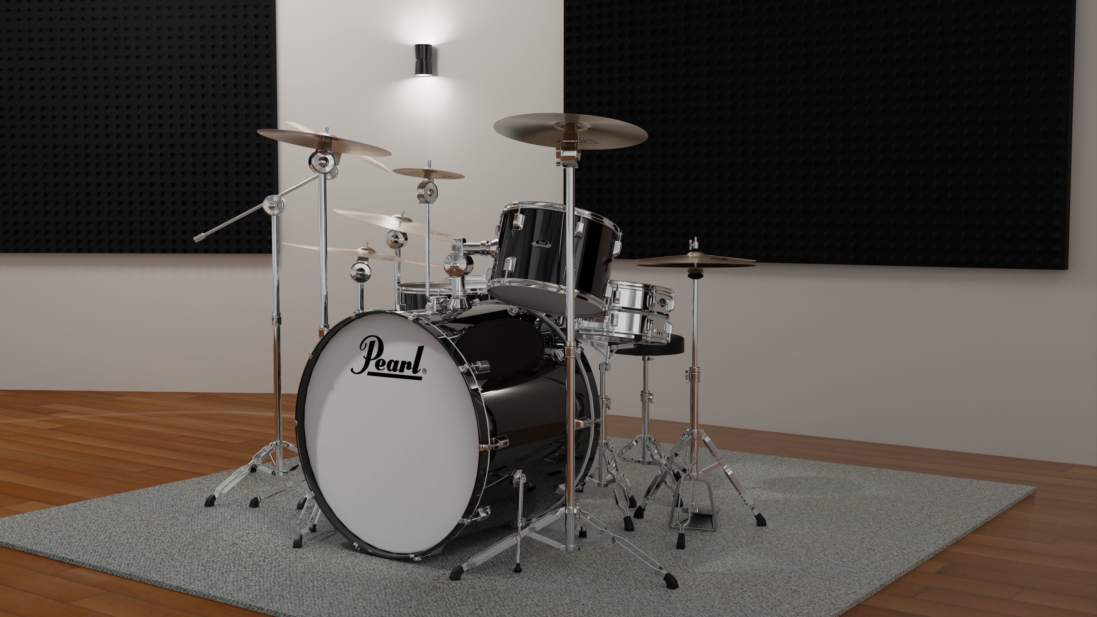 Drums Pearl Full Set with Cymbals and Rototoms Studio Version 3D model ...