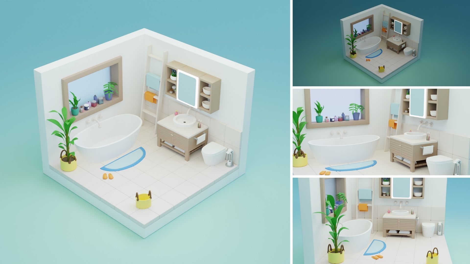 3D model Cozy Cartoon Rooms Interior VR / AR / low-poly | CGTrader