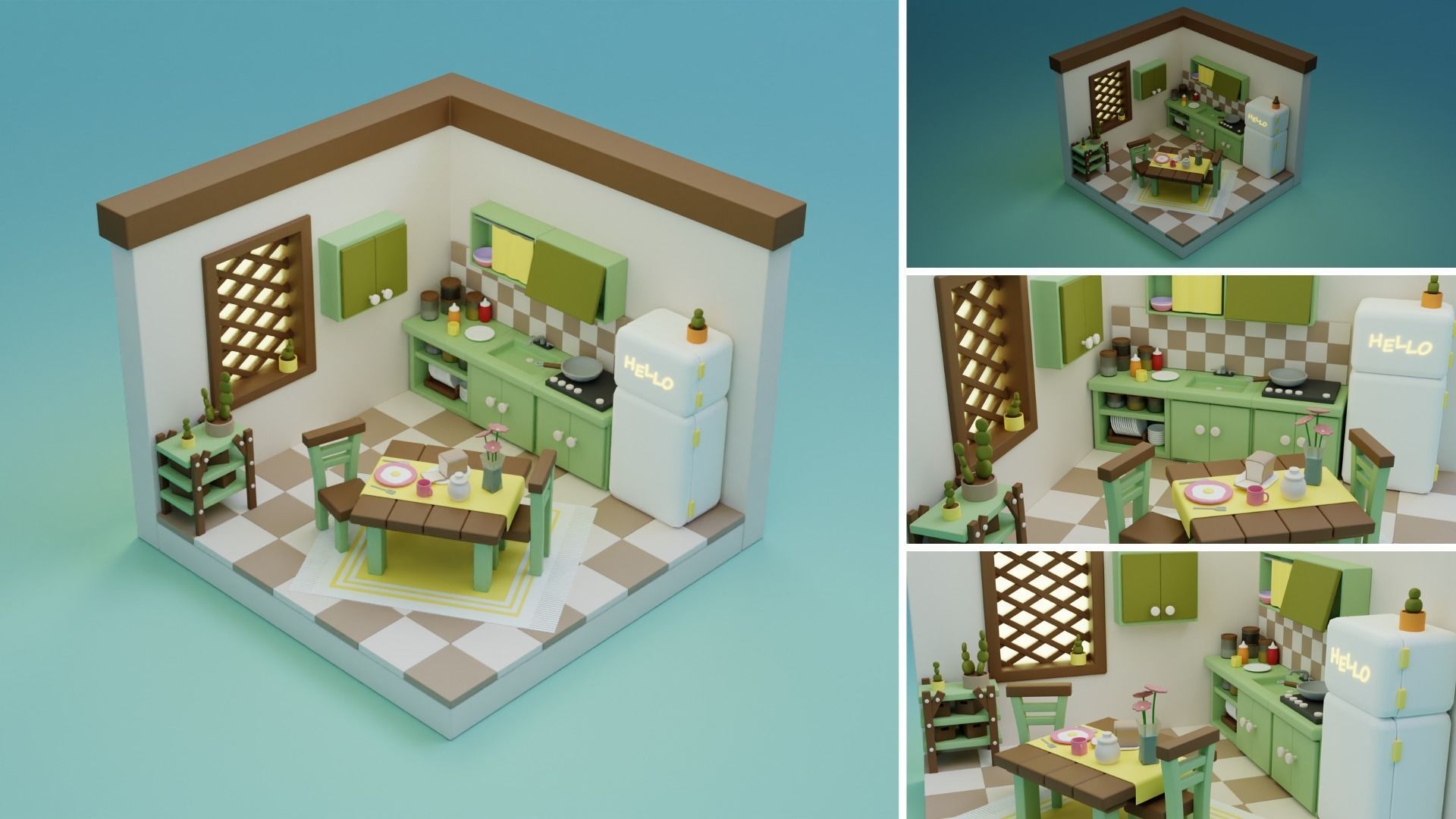 3D model Cozy Cartoon Rooms Interior VR / AR / low-poly | CGTrader