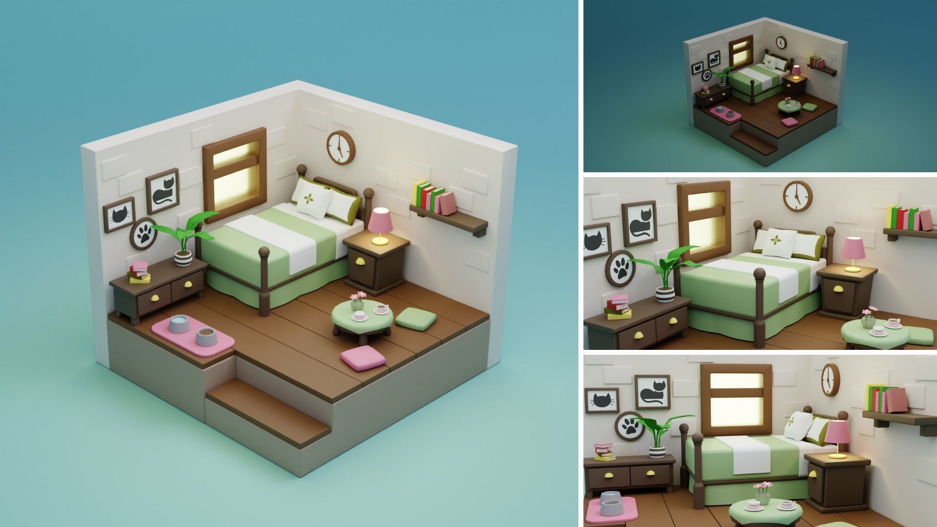 3D model Cozy Cartoon Rooms Interior VR / AR / low-poly | CGTrader