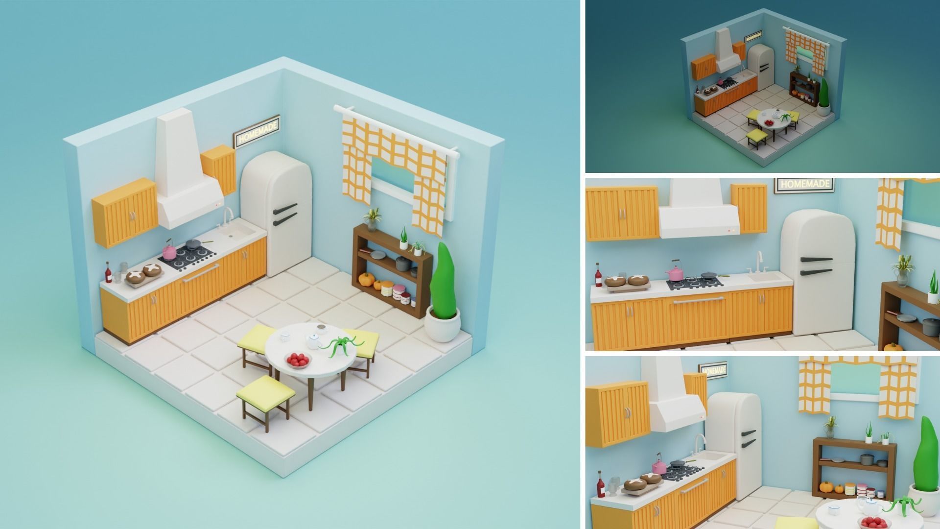 3D model Cozy Cartoon Rooms Interior VR / AR / low-poly | CGTrader