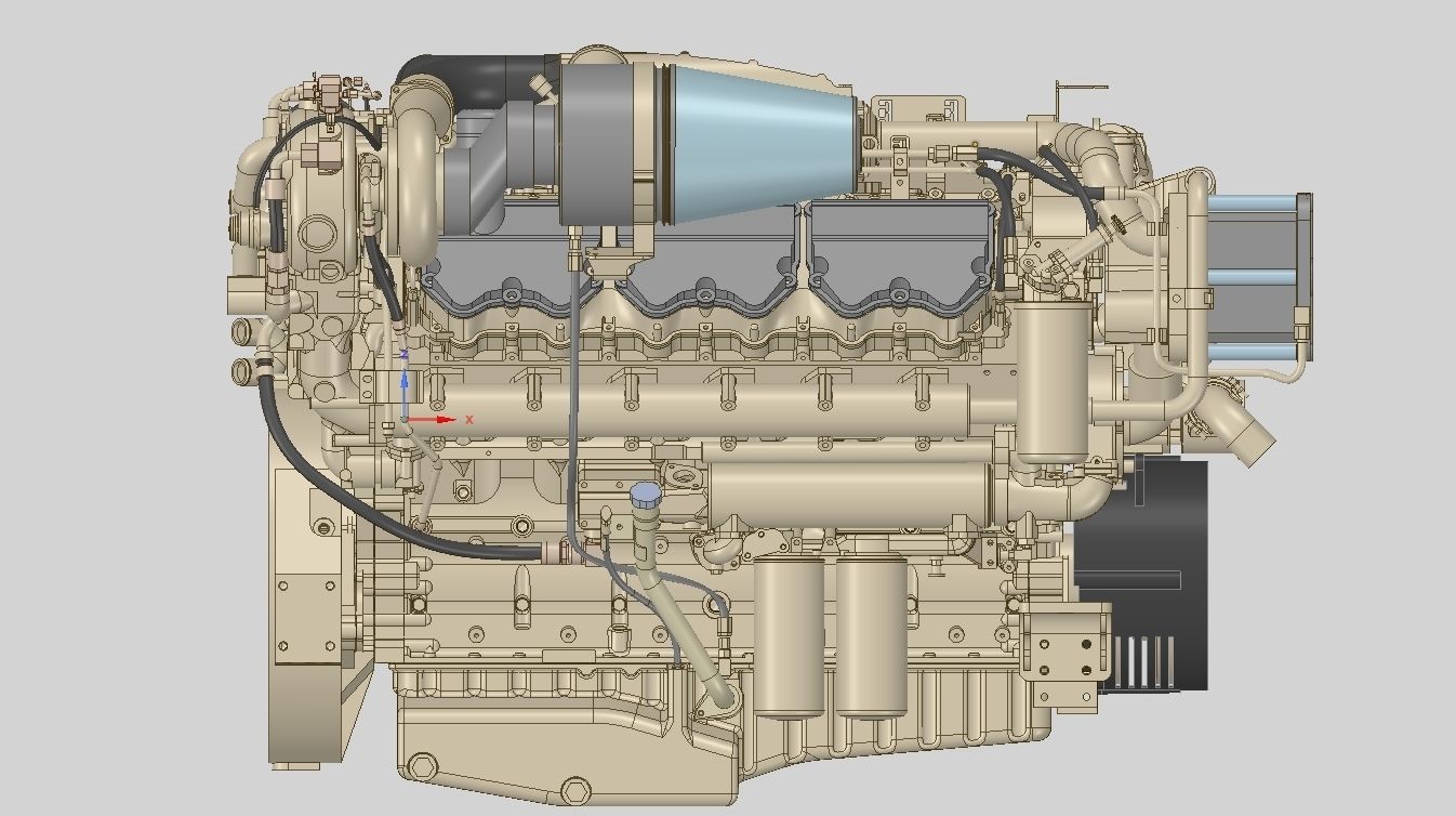 3D model Caterpillar C32 ACERT V12 diesel engine VR / AR / low-poly ...