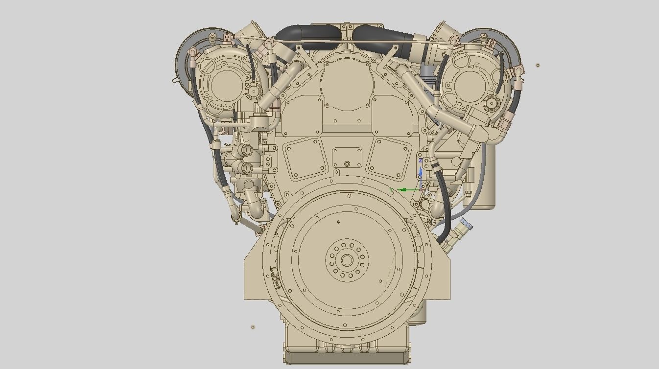 3D model Caterpillar C32 ACERT V12 diesel engine VR / AR / low-poly ...