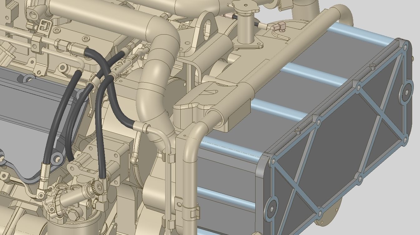 3D model Caterpillar C32 ACERT V12 diesel engine VR / AR / low-poly ...