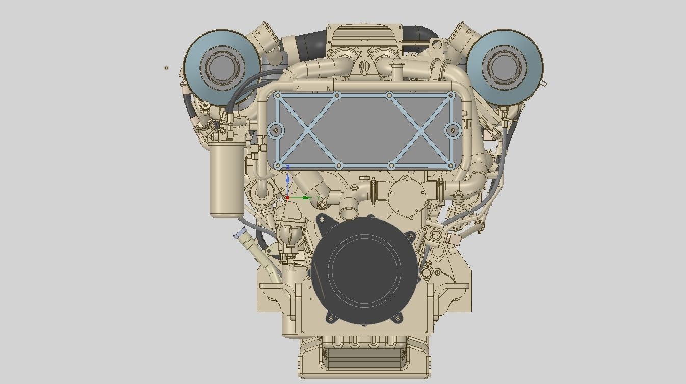 3D model Caterpillar C32 ACERT V12 diesel engine VR / AR / low-poly ...