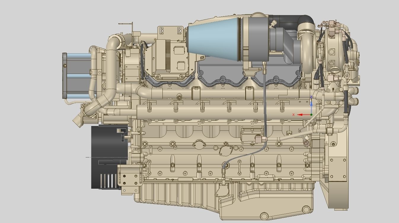 3D model Caterpillar C32 ACERT V12 diesel engine VR / AR / low-poly ...