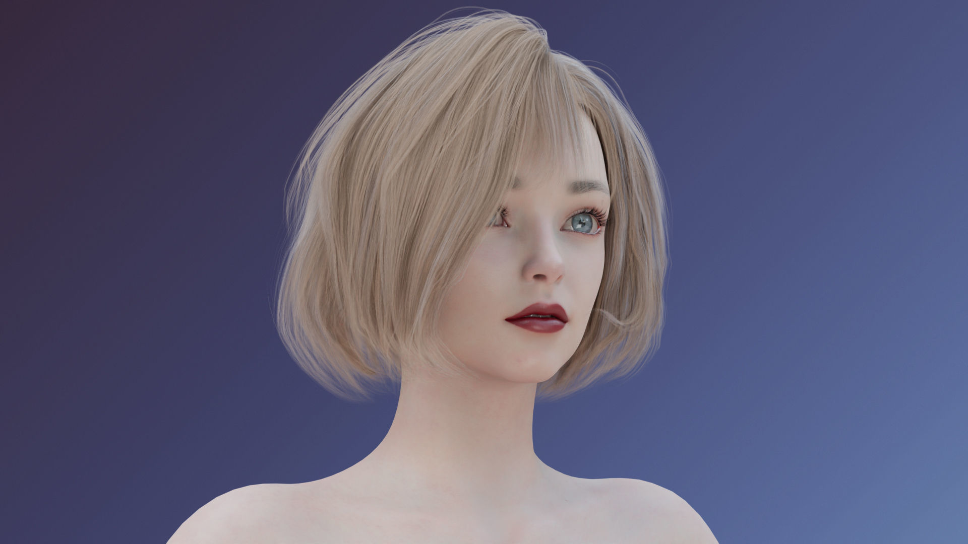 3D model Teenage Blonde Cute Girl with Short Lob Bob Hairstyle - Rigged ...