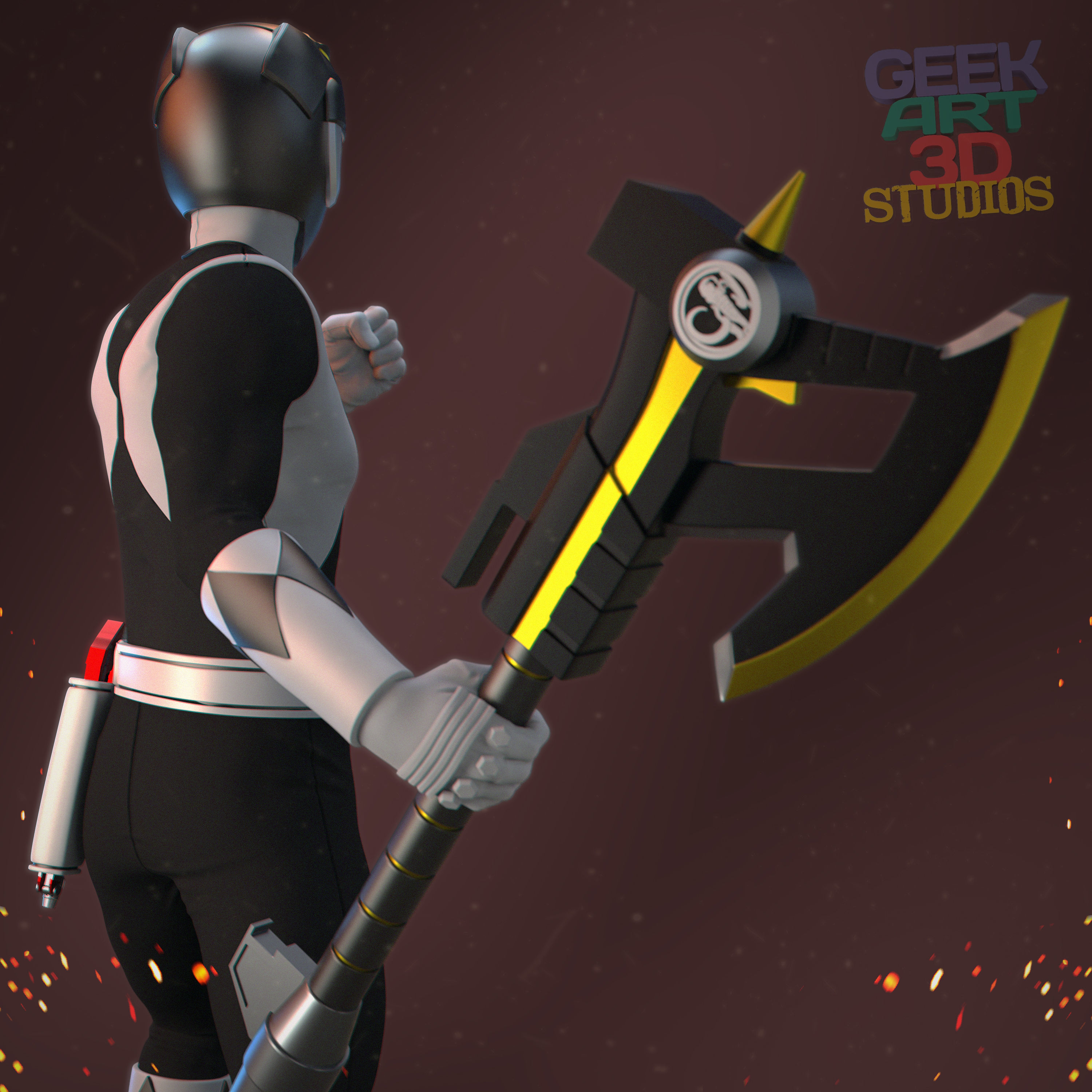 Black Ranger - Mighty Morphin Power Ranger 3D model 3D printable | CGTrader