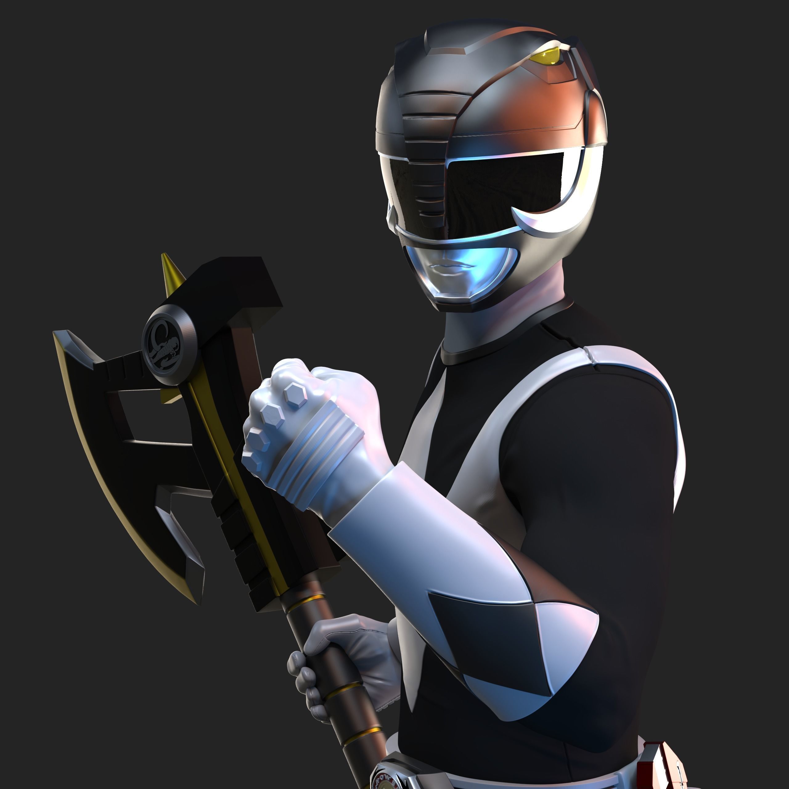 Black Ranger - Mighty Morphin Power Ranger 3D model 3D printable | CGTrader