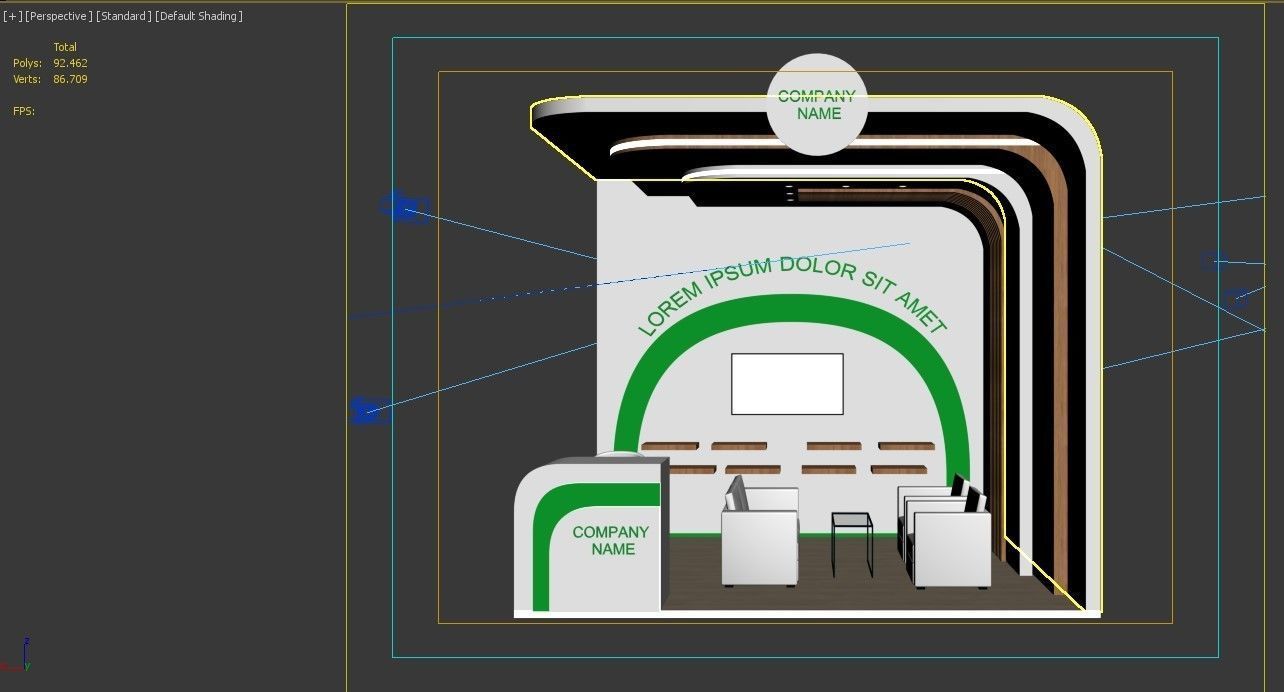 Booth Exhibition Stand Stall 4x3m Height 360 cm 2 Side Open 3D model ...