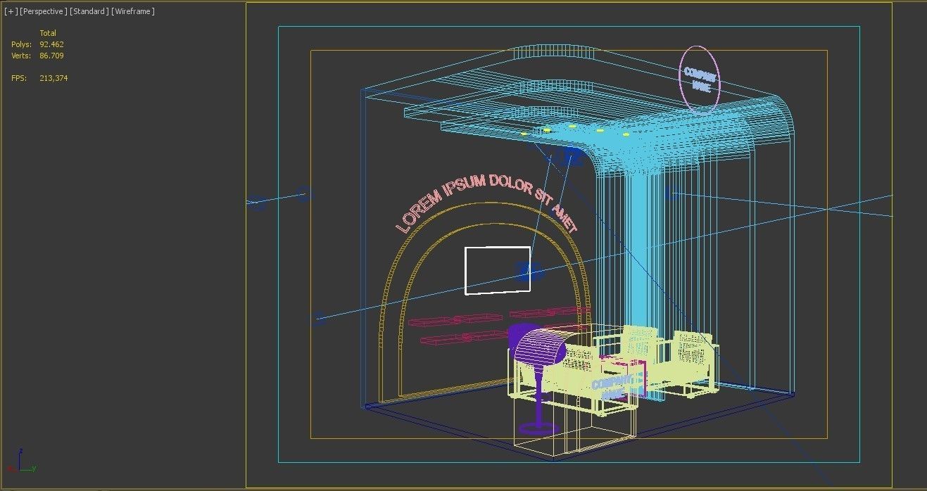 Booth Exhibition Stand Stall 4x3m Height 360 cm 2 Side Open 3D model ...