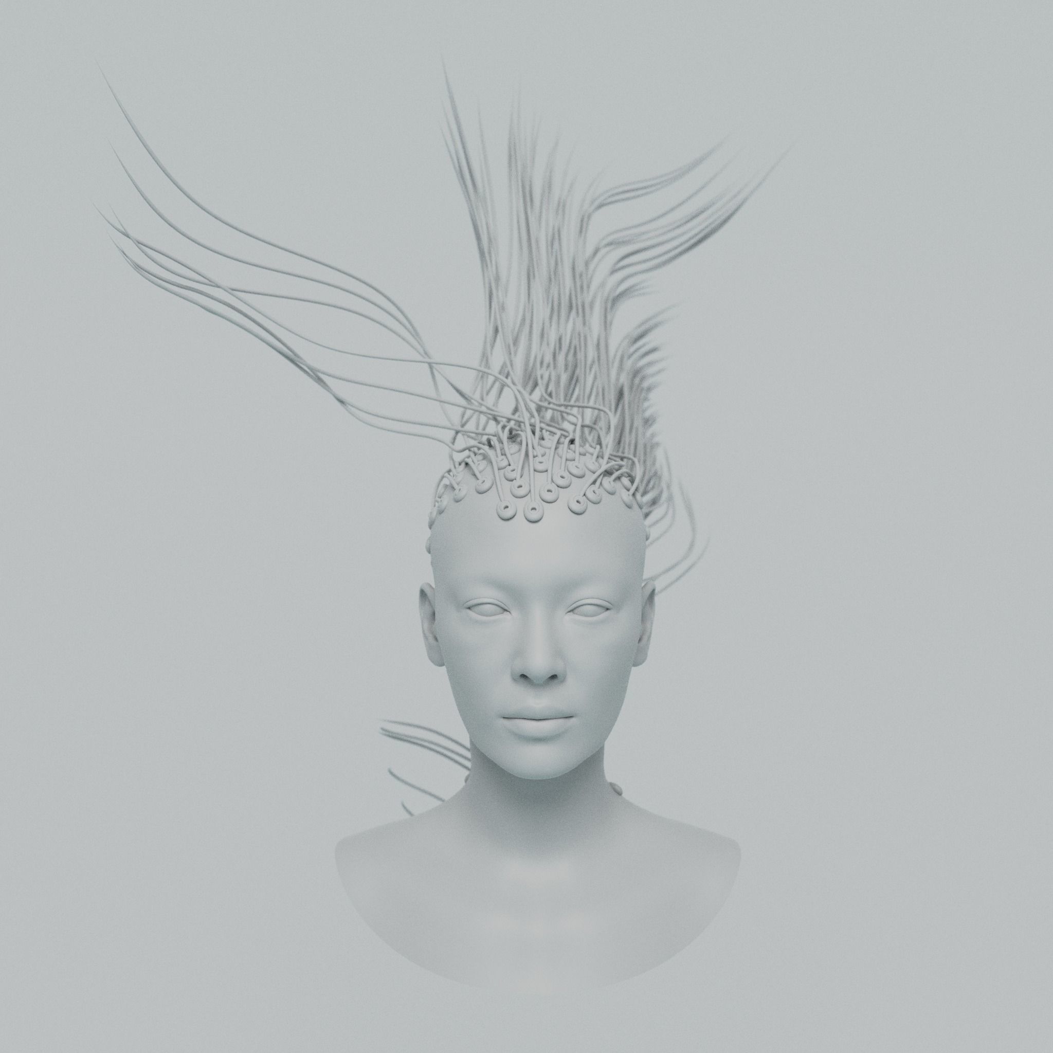 Cyborg Bionic Hair 3D model | CGTrader