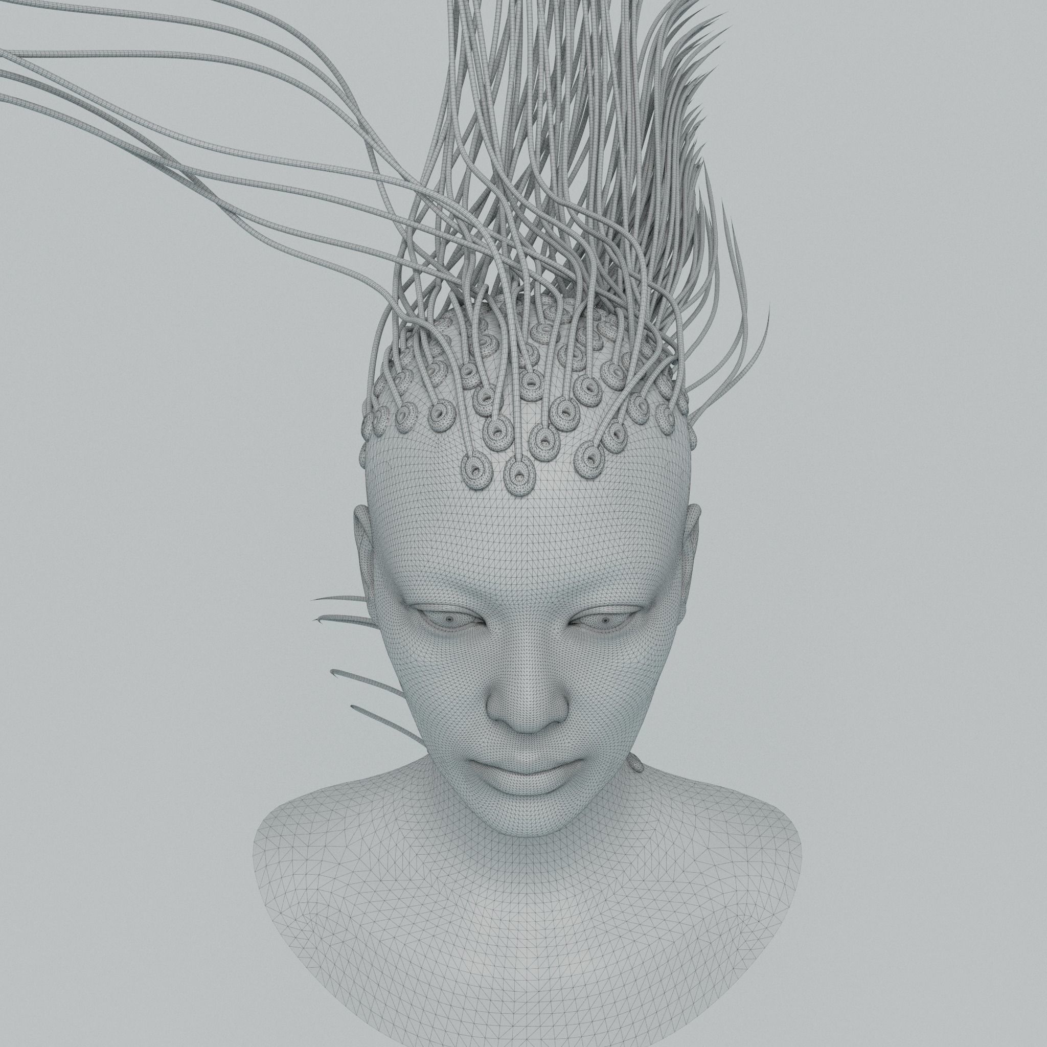 Cyborg Bionic Hair 3D model | CGTrader