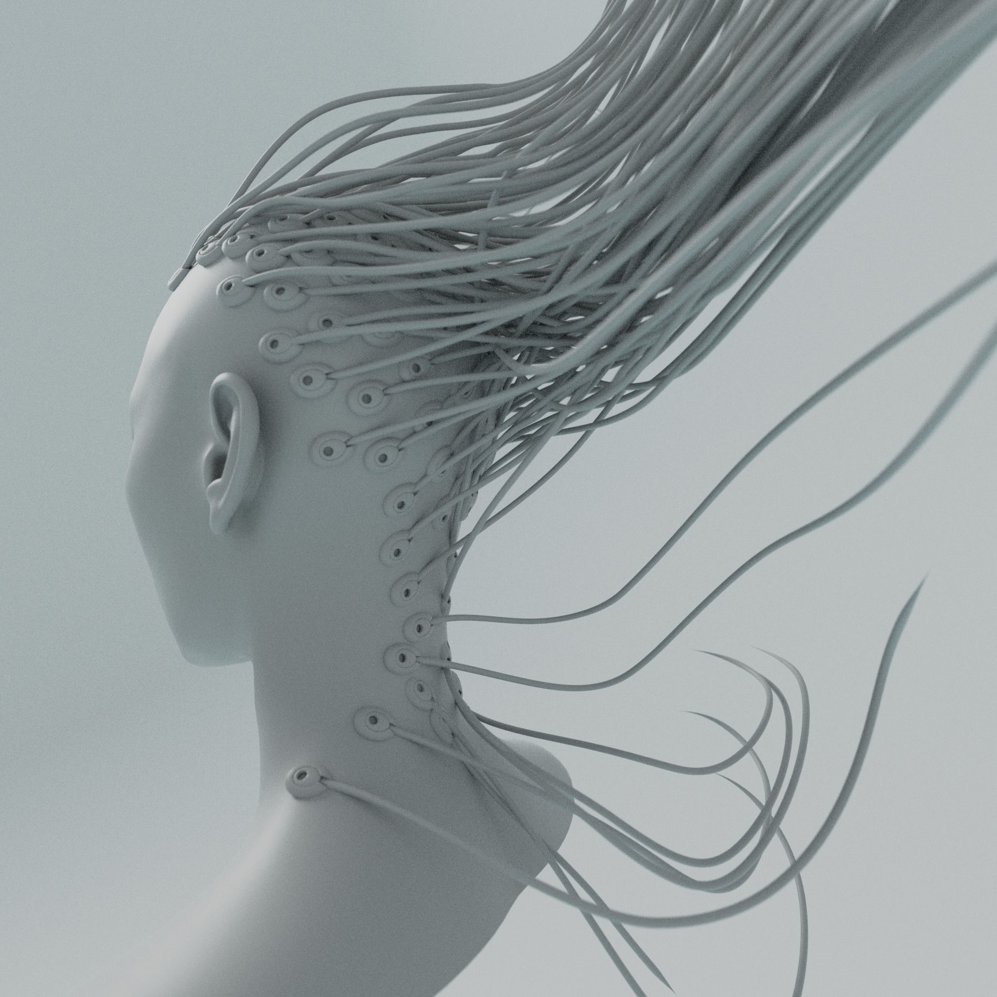 Cyborg Bionic Hair 3D model | CGTrader