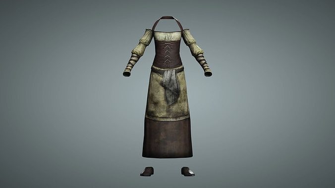 3D model Medieval Low Class Female Dress 01 VR / AR / low-poly | CGTrader