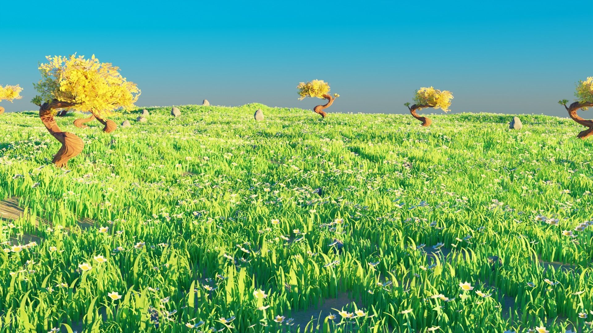 Cartoon field 3D model | CGTrader