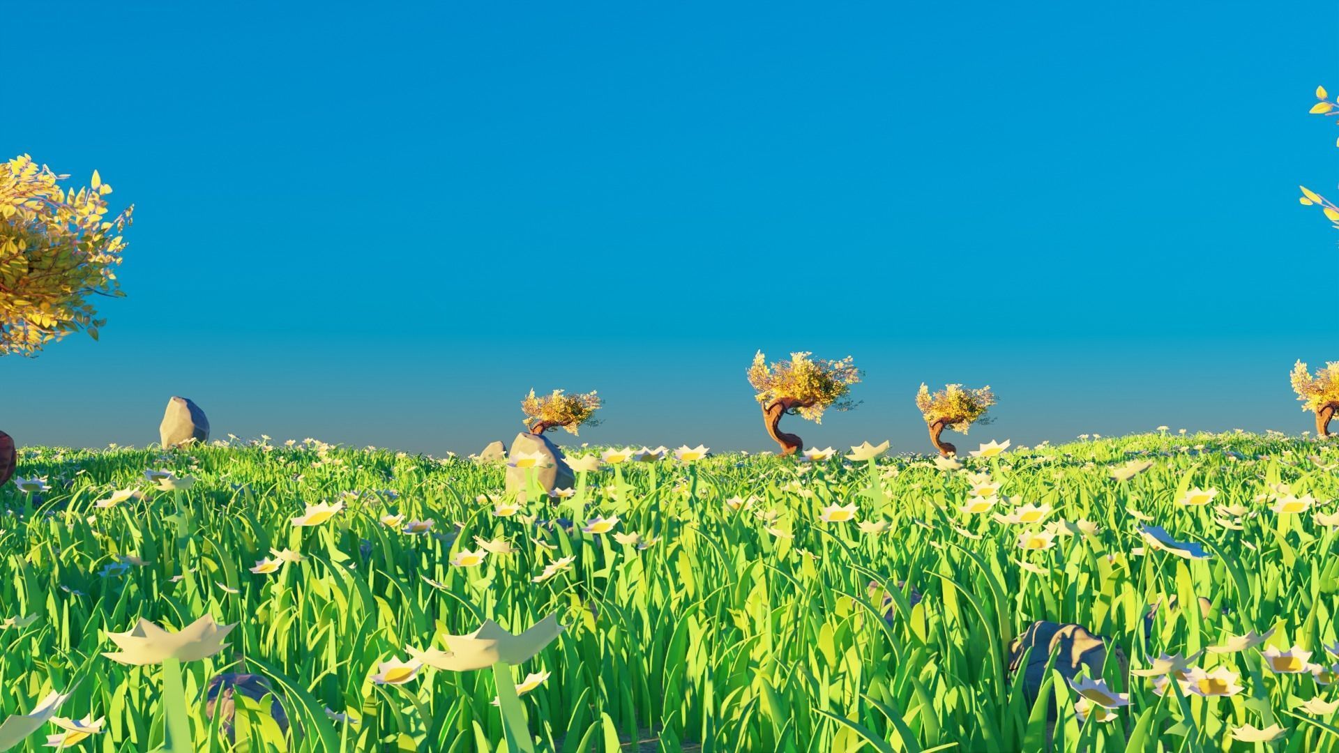 Cartoon field 3D model | CGTrader