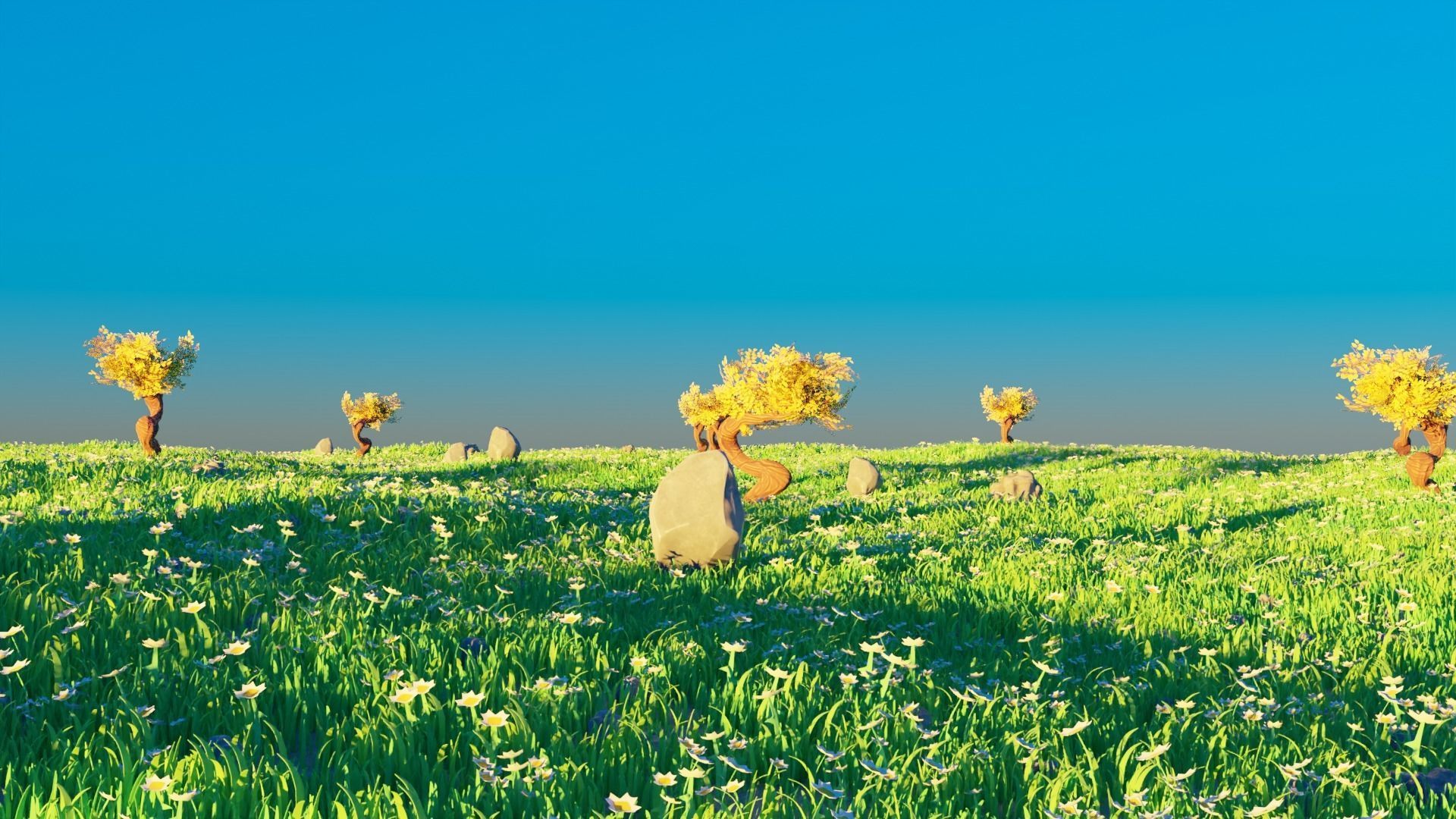 Cartoon field 3D model | CGTrader