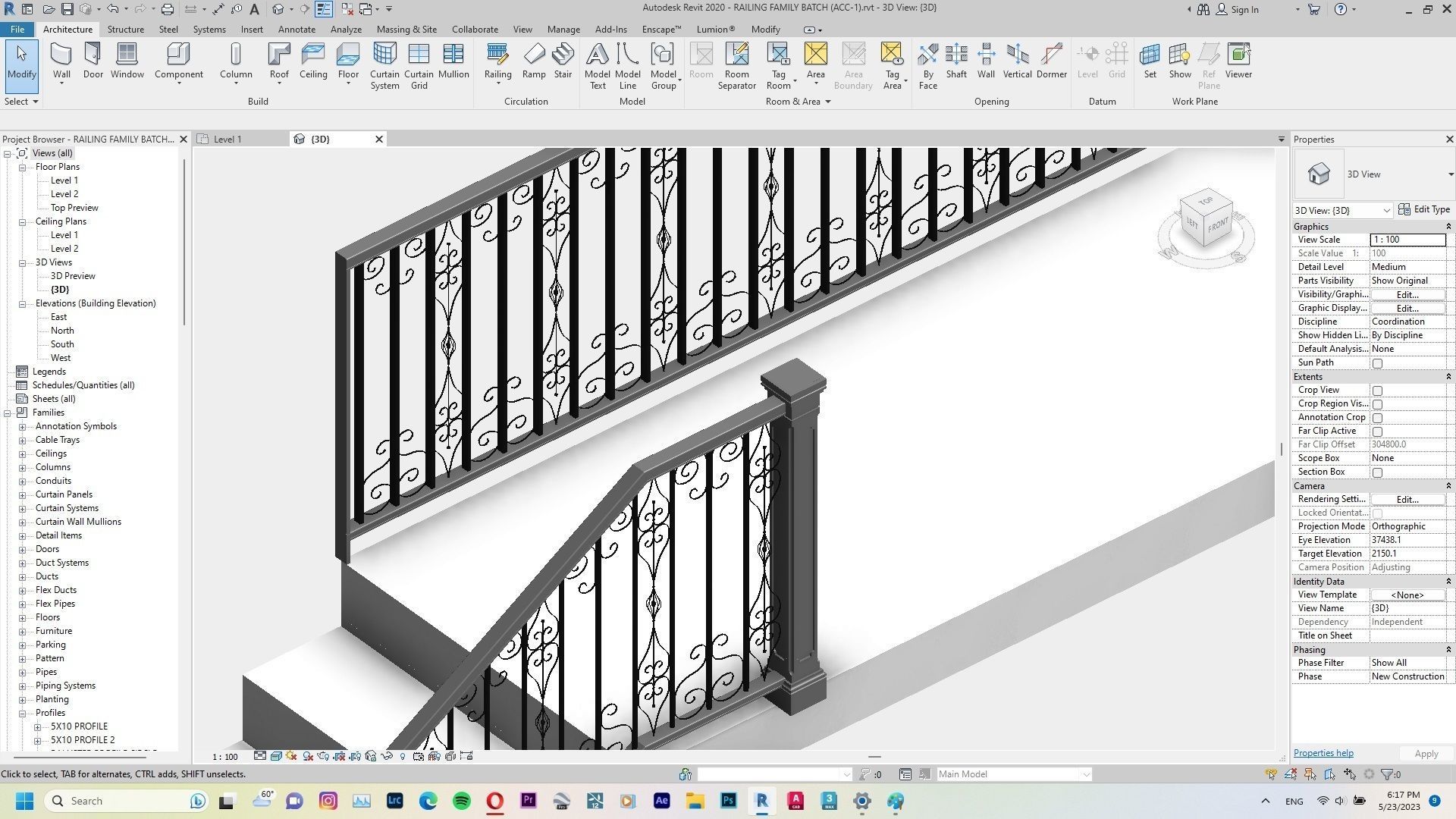 Railing Revit Family Batch 3D model | CGTrader
