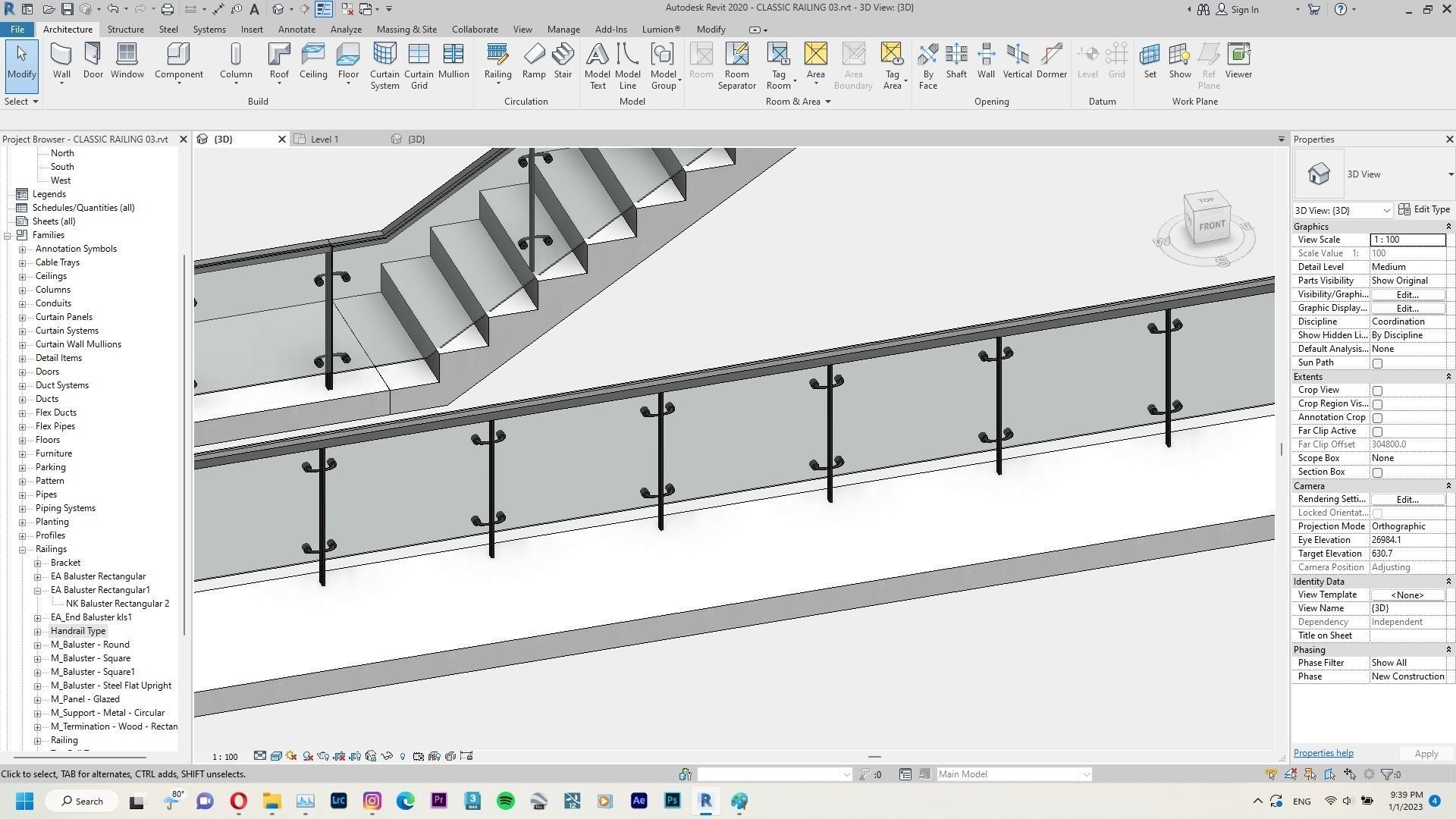 Railing Revit Family Batch 3D model | CGTrader