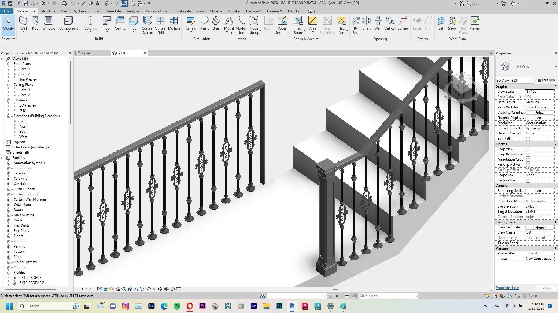 Railing Revit Family Batch 3D model | CGTrader