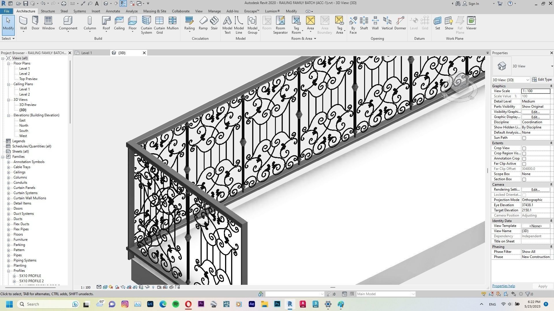 Railing Revit Family Batch 3D model | CGTrader